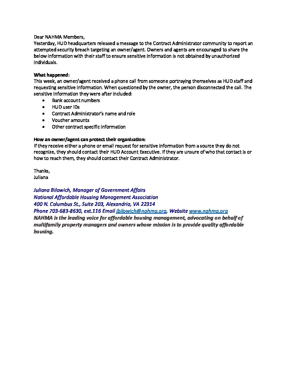 National Management Association Of Housing
