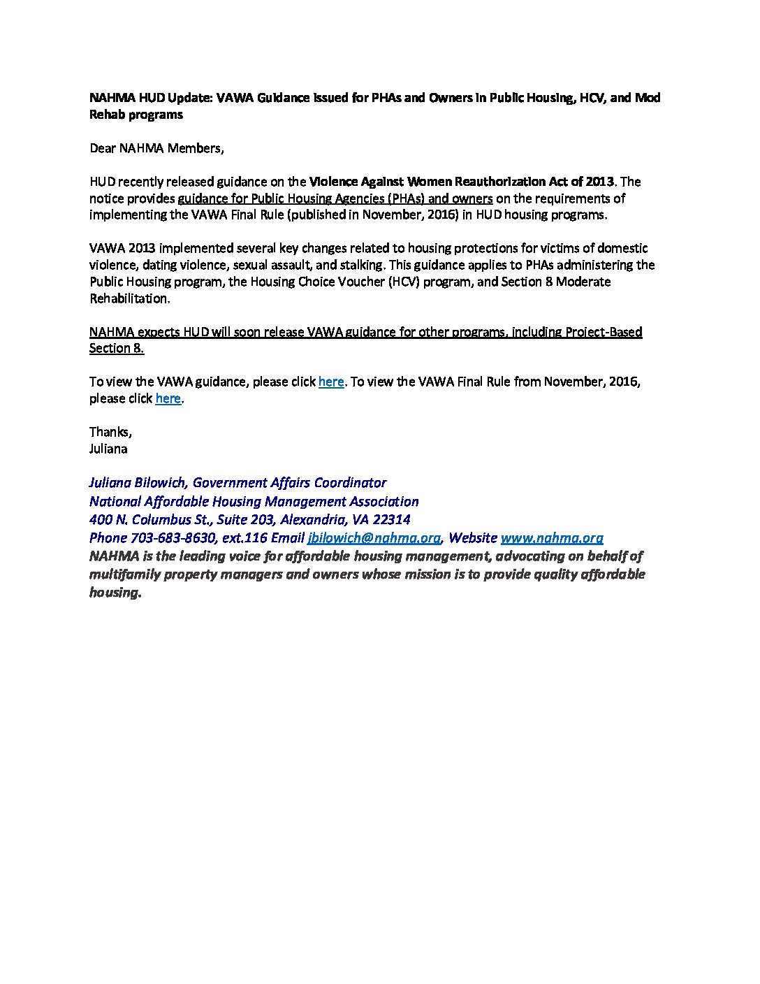 National Management Association Of Housing